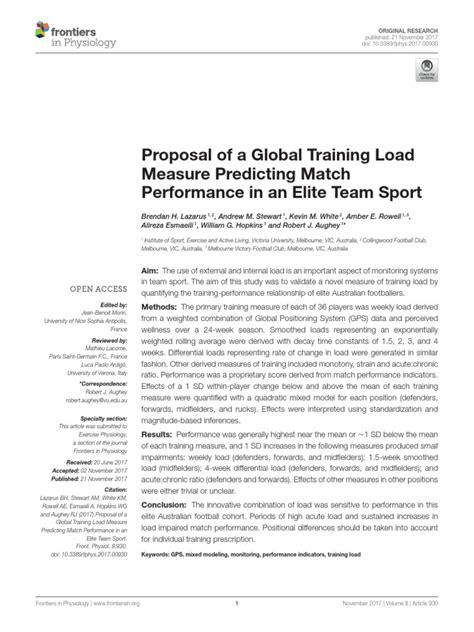 proposal of a global training load measure predict descargar gratis
