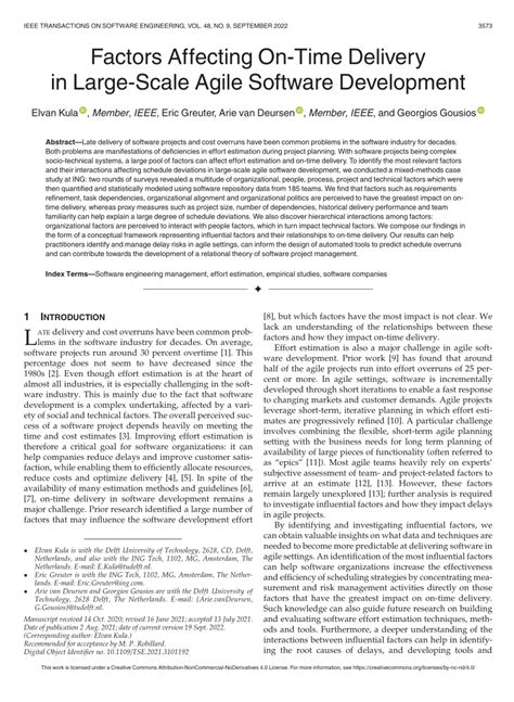 Pdf Factors Affecting On Time Delivery In Large Scale Agile Software