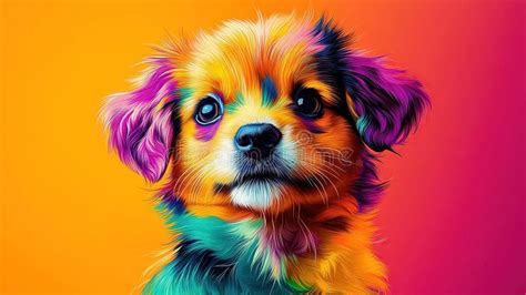 Colorful Puppy Portrait Stock Illustration Illustration Of Warm