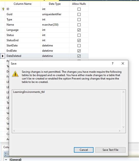Solved Ssms 190i Dont Want To Drop This Table Because Of