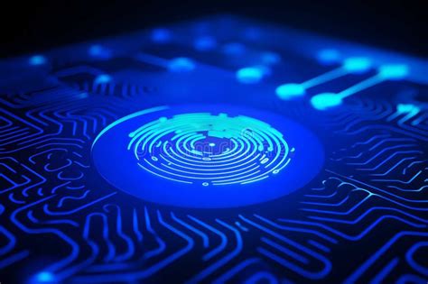 Fingerprint In Button Scan Technology Laser Scan Line Digital Generated AI Stock Illustration