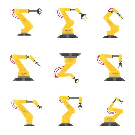 Premium Vector Robotic Arm Flat Style Design Vector Illustration Set