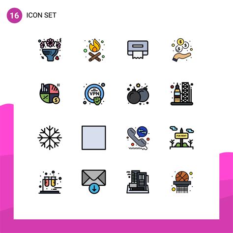 User Interface Pack Of 16 Basic Flat Color Filled Lines Of Graph Investment Cleaning Business