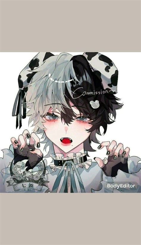 ولد و فتاة بشعر ابيض و اسود Anime Character Design Character Art