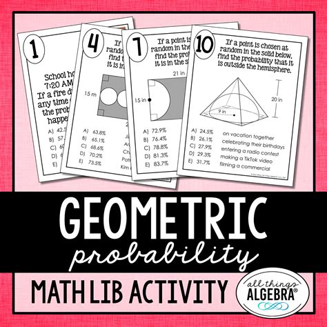 Geometric Probability Math Lib Activity Worksheets Library