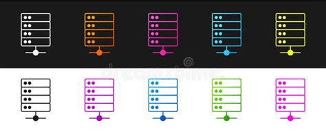 Set Server Data Web Hosting Icon Isolated On Black And White Background Vector Stock Vector