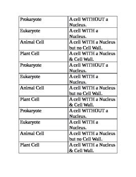 Find Your Match Cell Types By Selina Benoit Teachers Pay Teachers