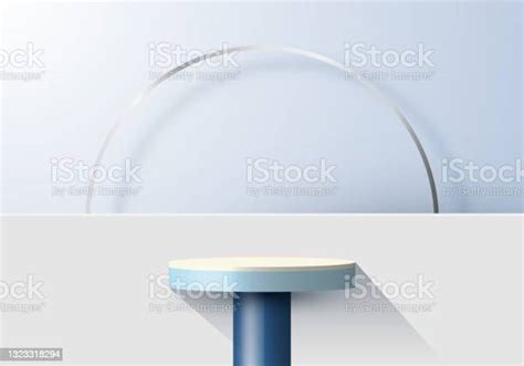 3d 사실적인 블루 포디움과 반지 배경 최소한의 장면 디스플레이 배경 0명에 대한 스톡 벡터 아트 및 기타 이미지 0명 3차원 형태 Fashion Show Istock