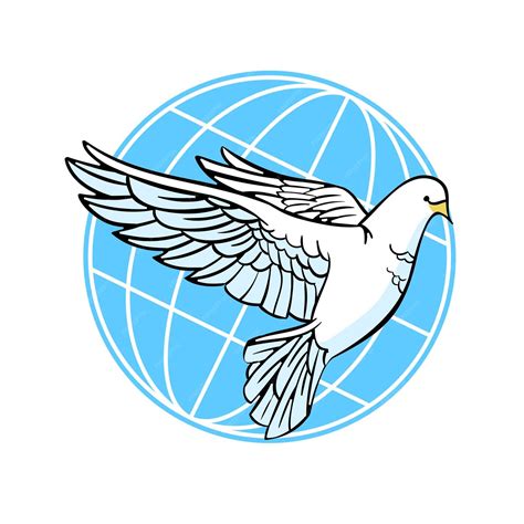 Голубь мира Белый голубь на фоне земли Векторная иллюстрация Премиум векторы