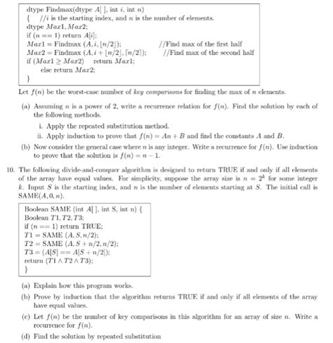 solved 9 the following algorithm uses a divide and conquer