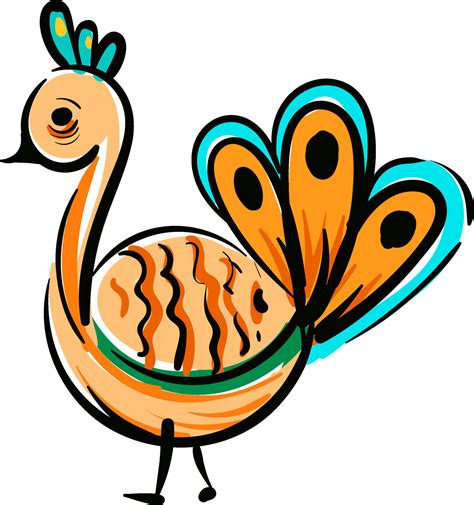 Simple Colorful Cartoon Peacock Vector Illustration On White Background 35398354 Vector Art At