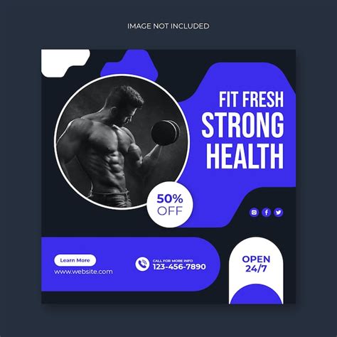 피트니스 체육관 소셜 미디어 및 웹 배너 또는 인스타그램 프로모션 포스트 템플릿 프리미엄 Psd 파일