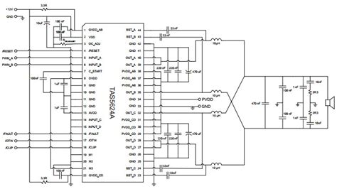 Typical Differential 2N PBTL Application With AD Modulation Filter For TAS5624A Stereo Mono