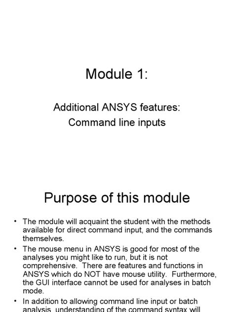 Additional Ansys Features Command Line Inputs Pdf Command Line Interface Menu Computing