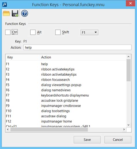 Function Keys Dialog