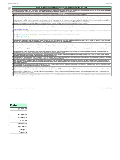 Cscf Assessment Template For Advisory Controls V2024 V10 Pdf