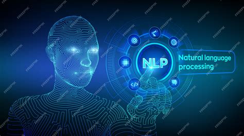 Premium Vector Nlp Natural Language Processing Concept On Virtual Screen Wireframed Cyborg