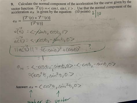 Solved 9 Calculate The Normal Component Of The Acceleration
