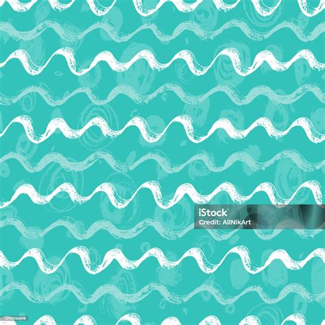 바다 파도 페인트 브러쉬 스트로크 벡터 원활한 패턴 손으로 그린 그런지 블루 웨이브 배경 0명에 대한 스톡 벡터 아트 및 기타 이미지 0명 거친 건조한 Istock