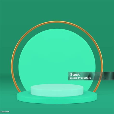 3d 녹색 고급 연단 받침대 와 원형 벽 배경 발표 사실적인 벡터 3차원 형태에 대한 스톡 벡터 아트 및 기타 이미지 3차원 형태 가정의 방 금색 Istock