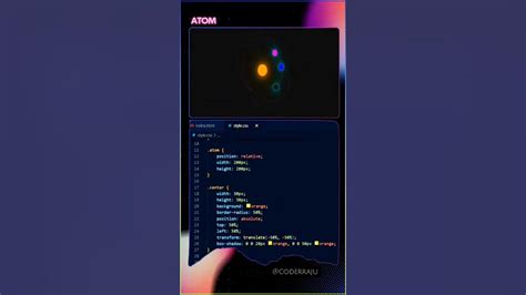 design atom using css javascript 🚀 coding webdevelopment html css javascript atomy youtube