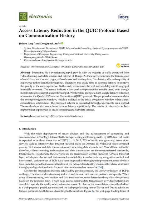 Pdf Access Latency Reduction In The Quic Protocol Based On Communication History