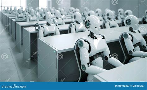 Robots Collaborating In A High Tech Corporate Environment Ai Generated Editorial Photography
