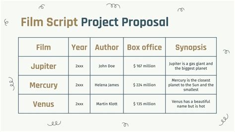Film Script Project Proposal Infographics Presentation