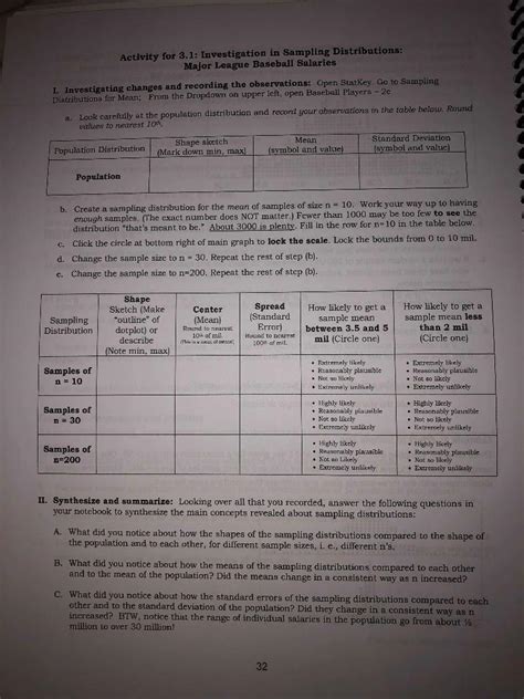 Solved Activity For Investigation In Sampling Chegg Com