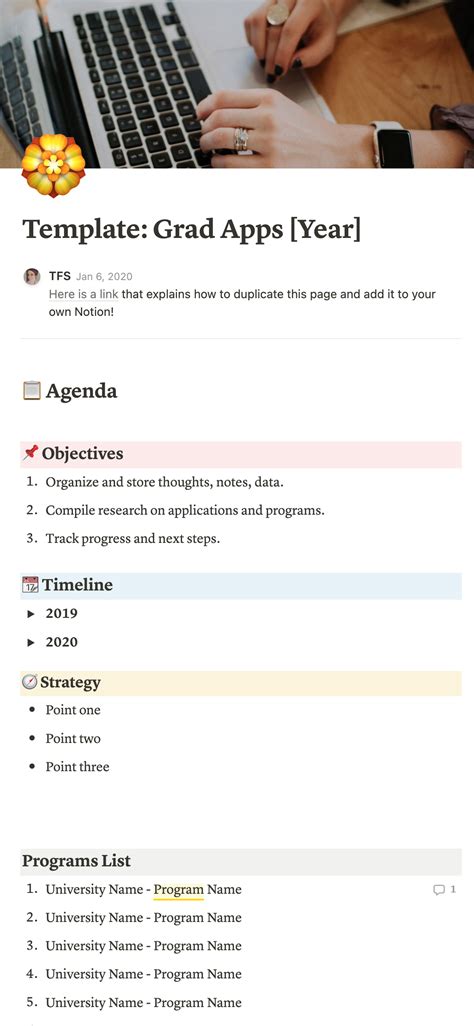 Notion Template Gallery Graduate Application Plannerorganizer