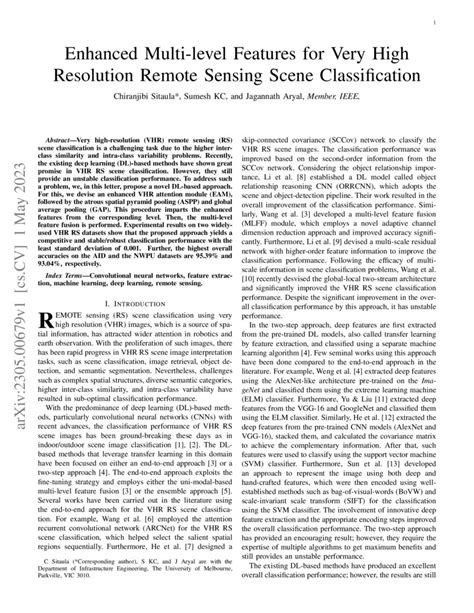 Enhanced Multi Level Features For Very High Resolution Remote Sensing Scene Classification Deepai
