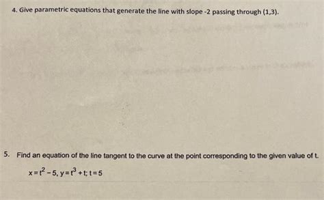 Solved Topic Parametric Equations Instructions Write A Chegg Com