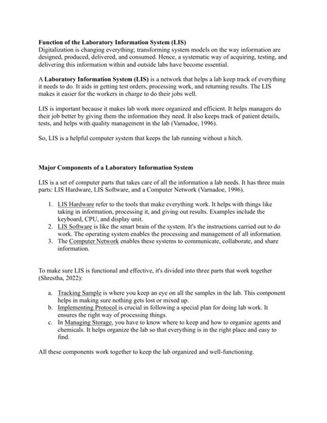Laboratory Information Systems Lis And Lims Overview