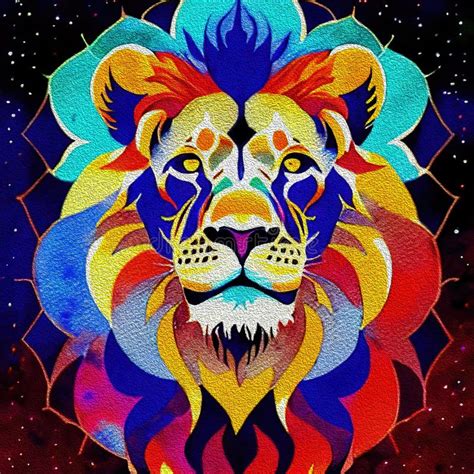 Phantasmal Iridescent Lion Head Portrait Stock Illustration Illustration Of Icon Face 264171372