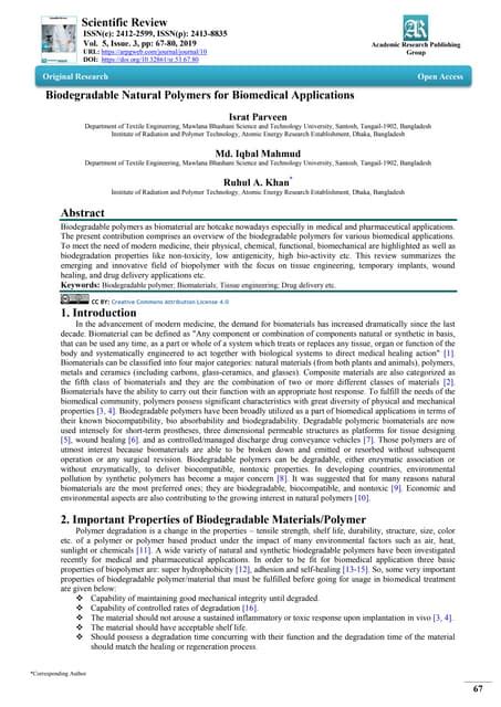 Biodegradable Natural Polymers For Biomedical Applications Pdf