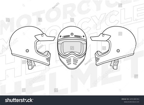 Template Helmet Full Face Line Art Stock Vector Royalty Free 2255385763 Shutterstock