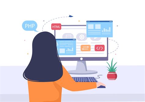 Software Development And Programming Code On Computer Vector