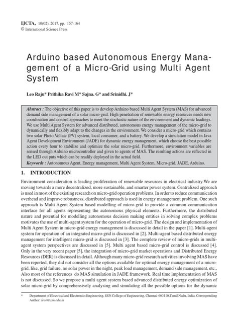 Arduino Based Ems Of A Microgrid Using Mas Pdf Pdf Arduino