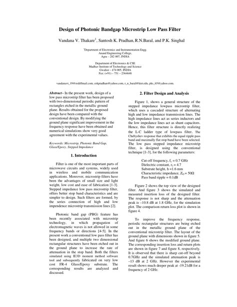 Pdf Design And Analysis Of Microstrip Stepped Impedance Lowpass Filter