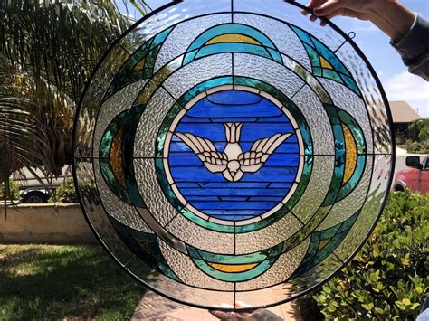 Abstract Leaded Stained Glass Dove Stained Glass Window Panel