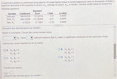 Solved A Regression Analysis Is Performed Using Data For 30