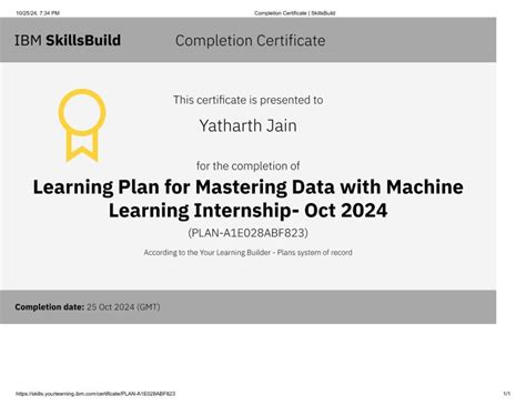 Machinelearning Certification Ibm Skillsbuild Techjourney Yatharth Jain