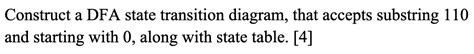 Solved Construct A DFA State Transition Diagram That Chegg