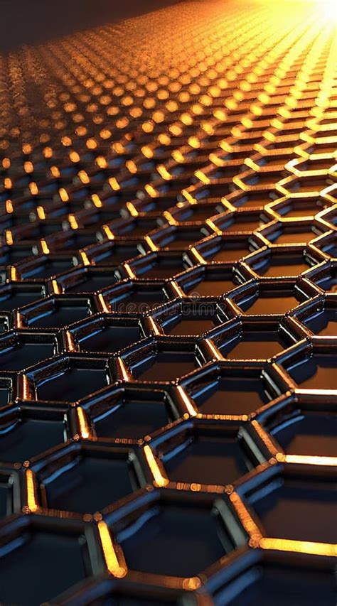 Graphene Structure With Golden Light Stock Illustration Illustration