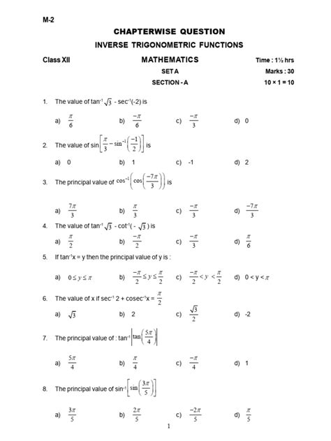 Inverse Trignometric Function Pdf Trigonometric Functions Geometry