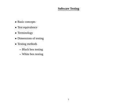 Pdf Software Testing • Basic Concepts • Test Equivalence Dokumentips