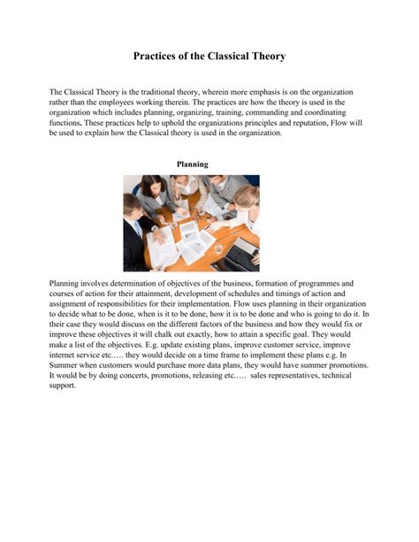 Classical Theory Practices In Organizations