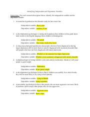 Identifying Independent And Dependent Variables A Guide For Course Hero