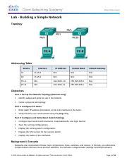 Lab Building A Simple Network Lab Building A Simple Network Topology Addressing