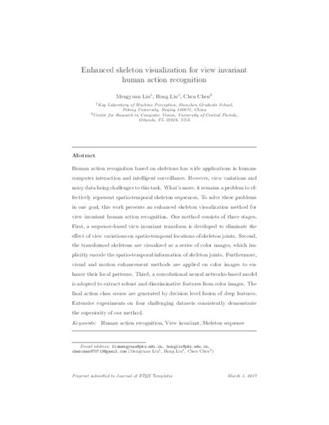 Pdf Enhanced Skeleton Visualization For View Invariant Human Action